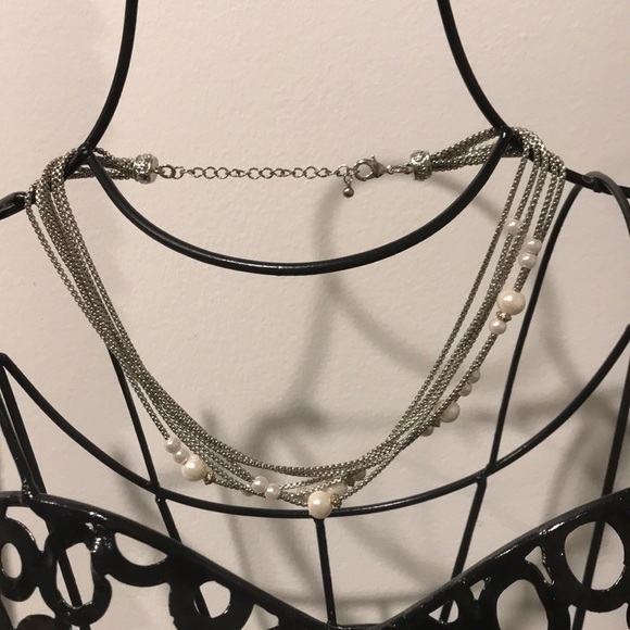 LOFT | Jewelry | Loft Pearl Layer Chain Gold Silver Bead Necklace ...